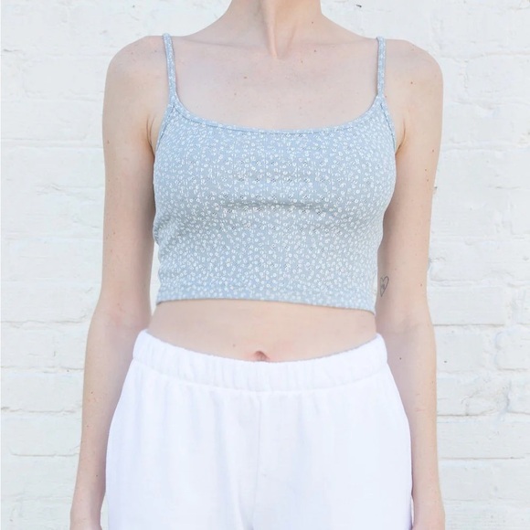 Brandy Melville | Tops | Brandy Melville Pastel Blue Floral Tank Top ...